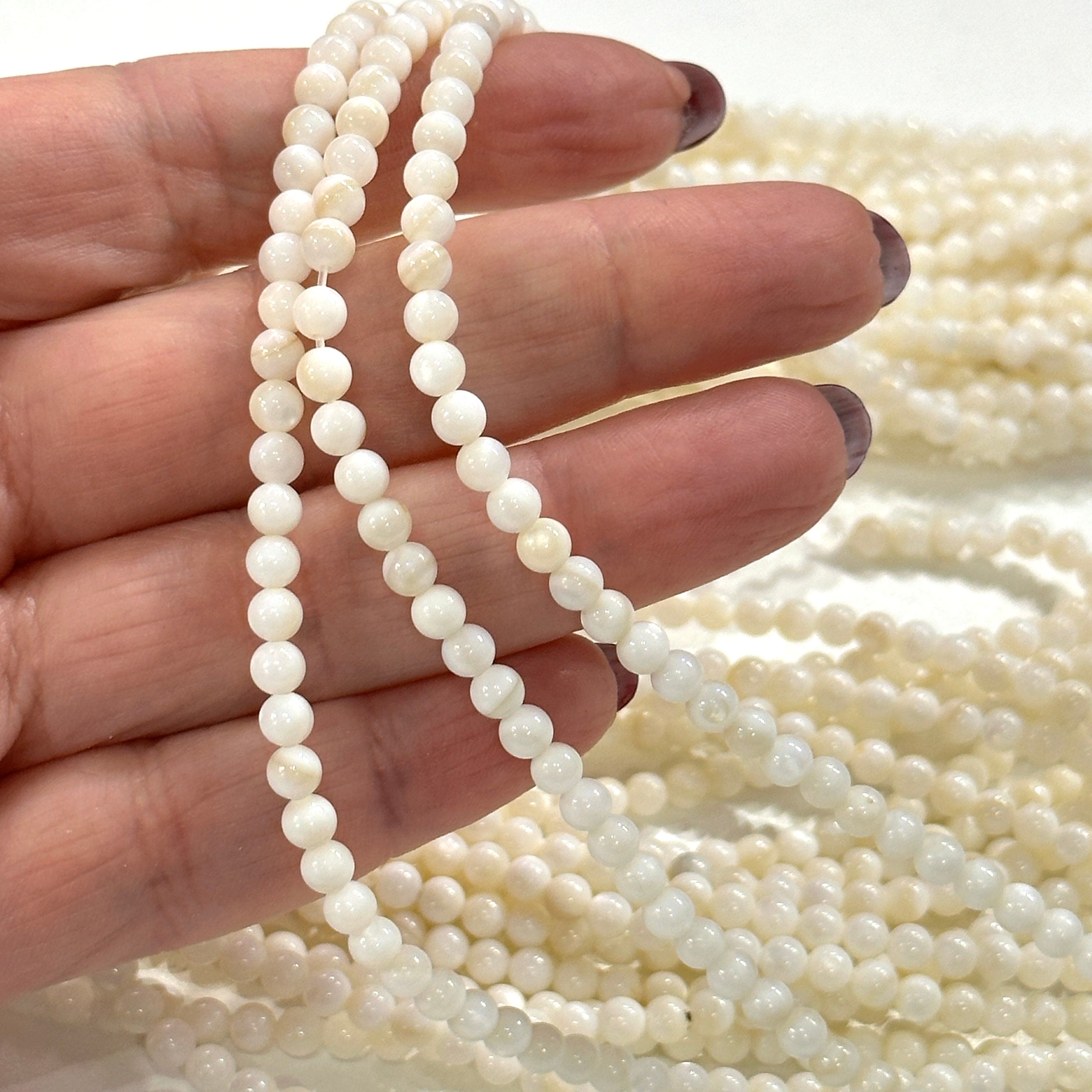 4mm Mother of Pearl MOP Natural Shell Beads Peppy Beads