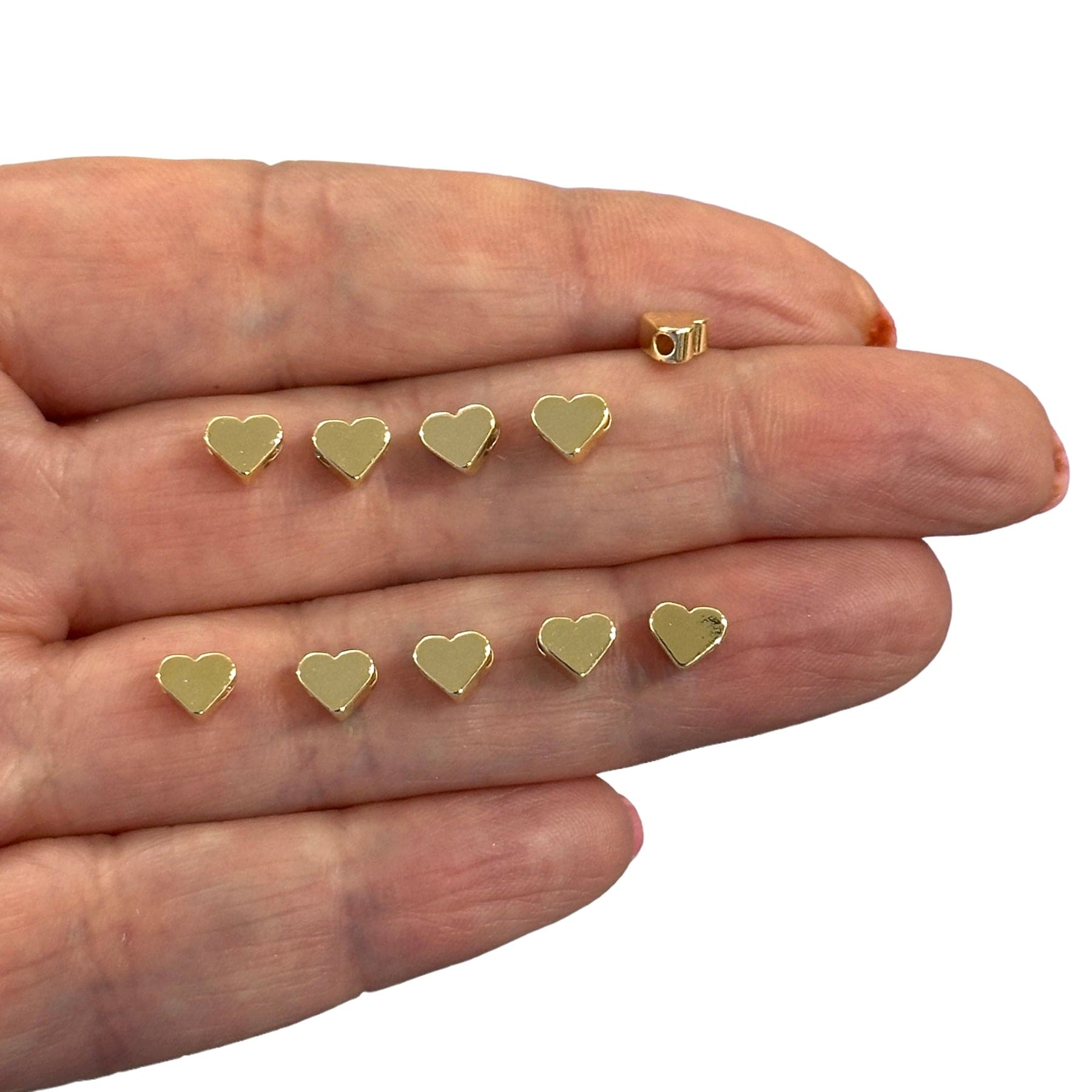 24Kt Gold Plated 5mm Heart Spacers, Horizontal Hole 24Kt Gold Heart Sp – Peppy Beads