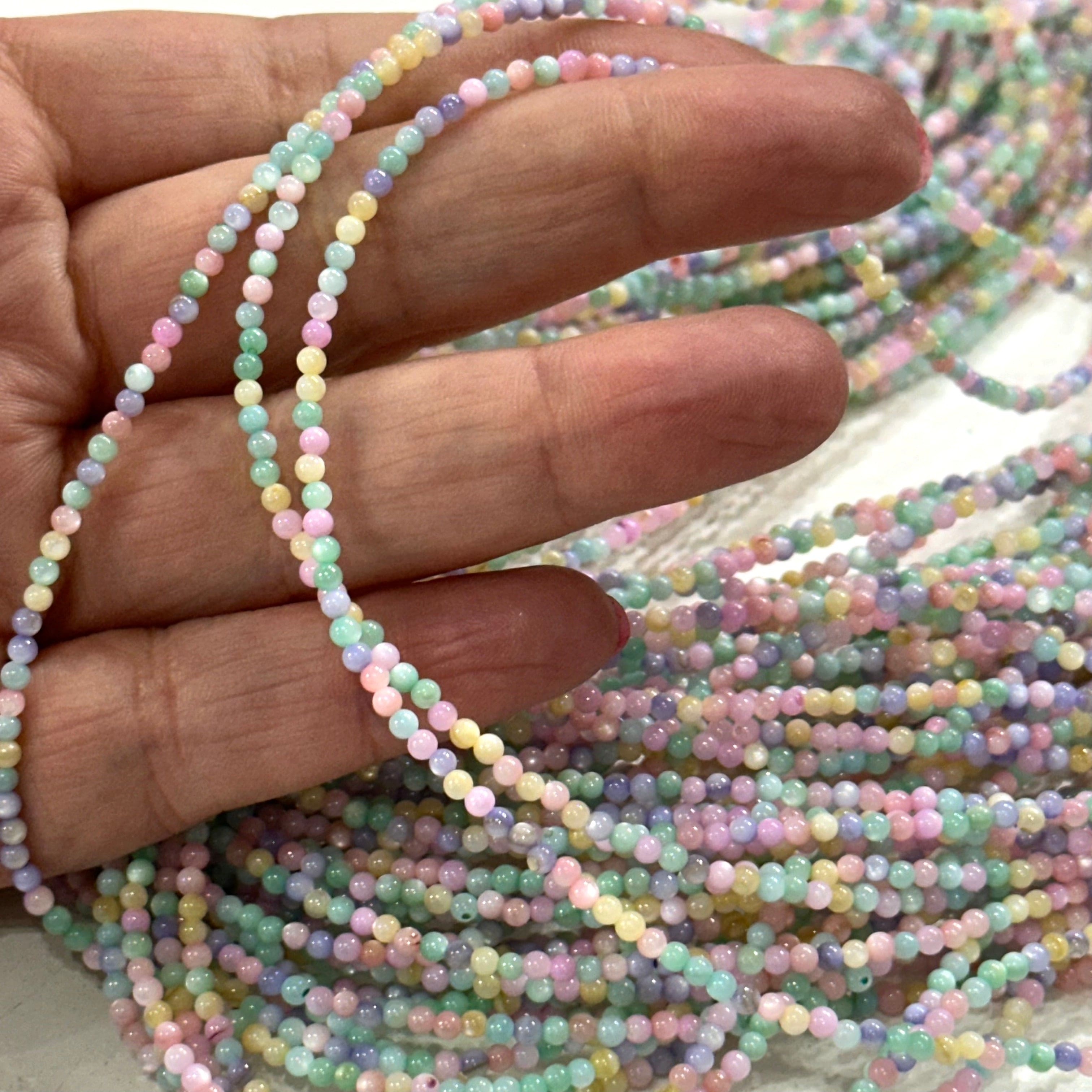 2mm Mother of Pearl Colored Beads, MOP Colored Shell Beads – Peppy Beads