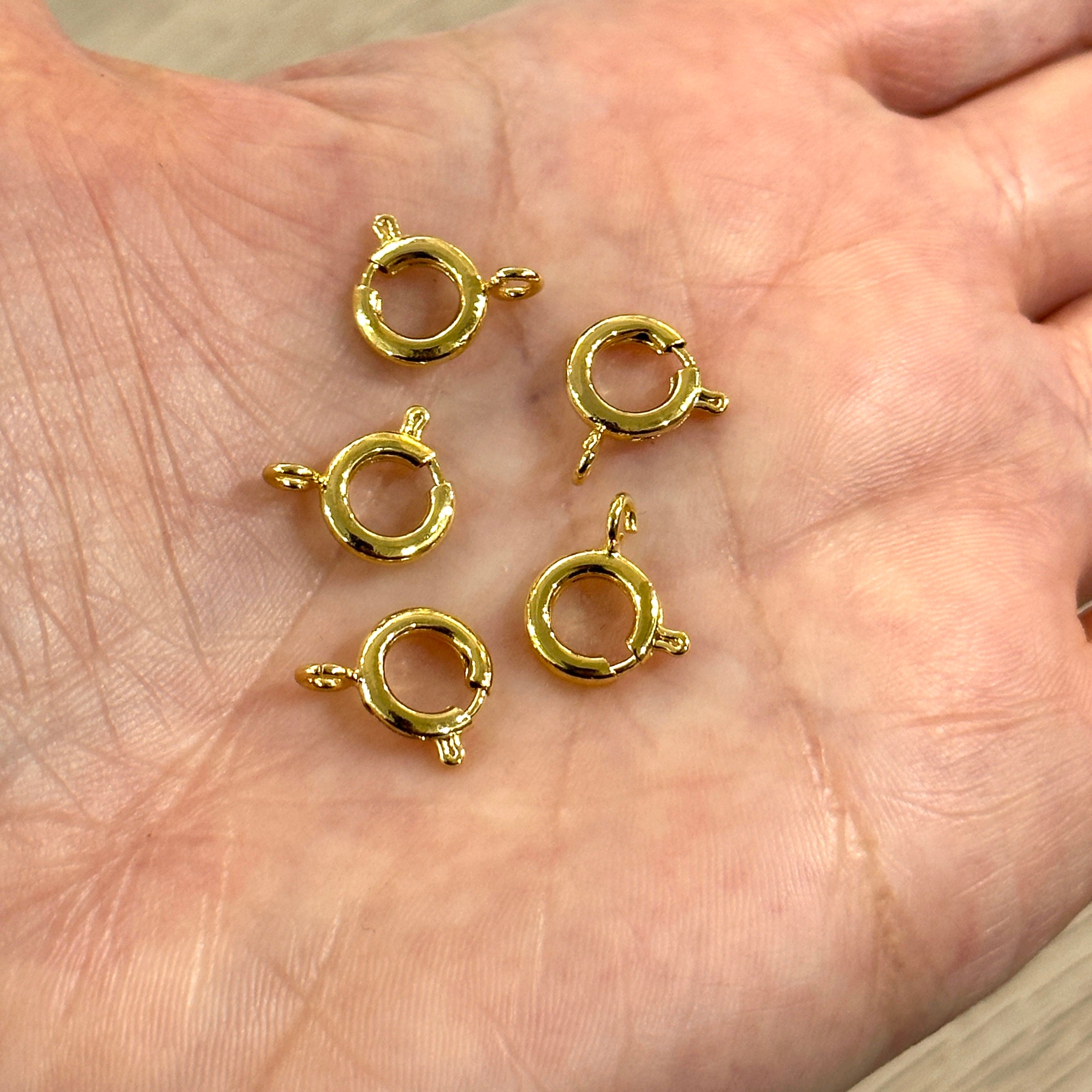 24Kt Gold Plated Spring Ring Clasps, 9mm Spring Ring Clasps, 5 Pcs in ...