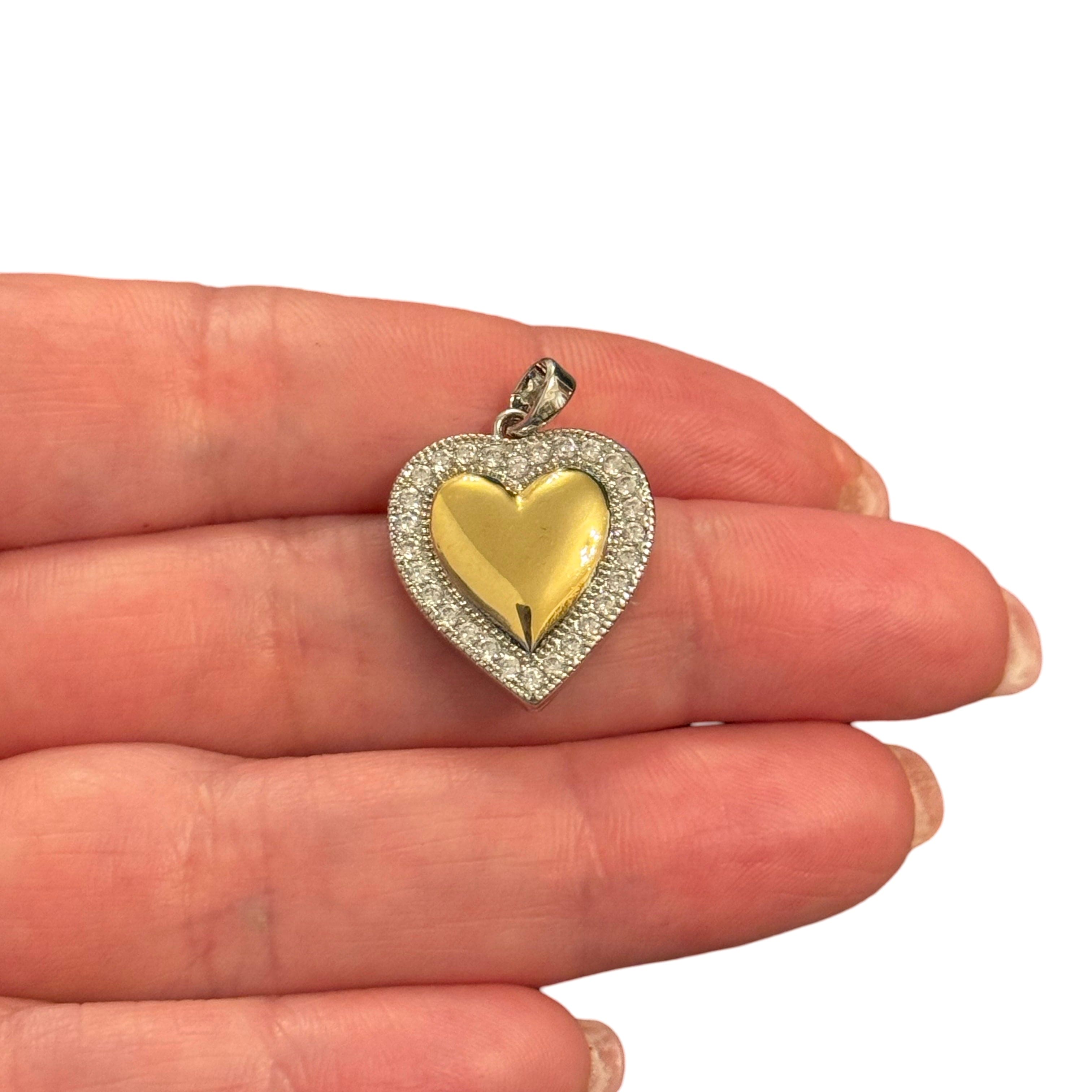 24Kt Gold Plated Heart Pendant with CZ Border – Peppy Beads