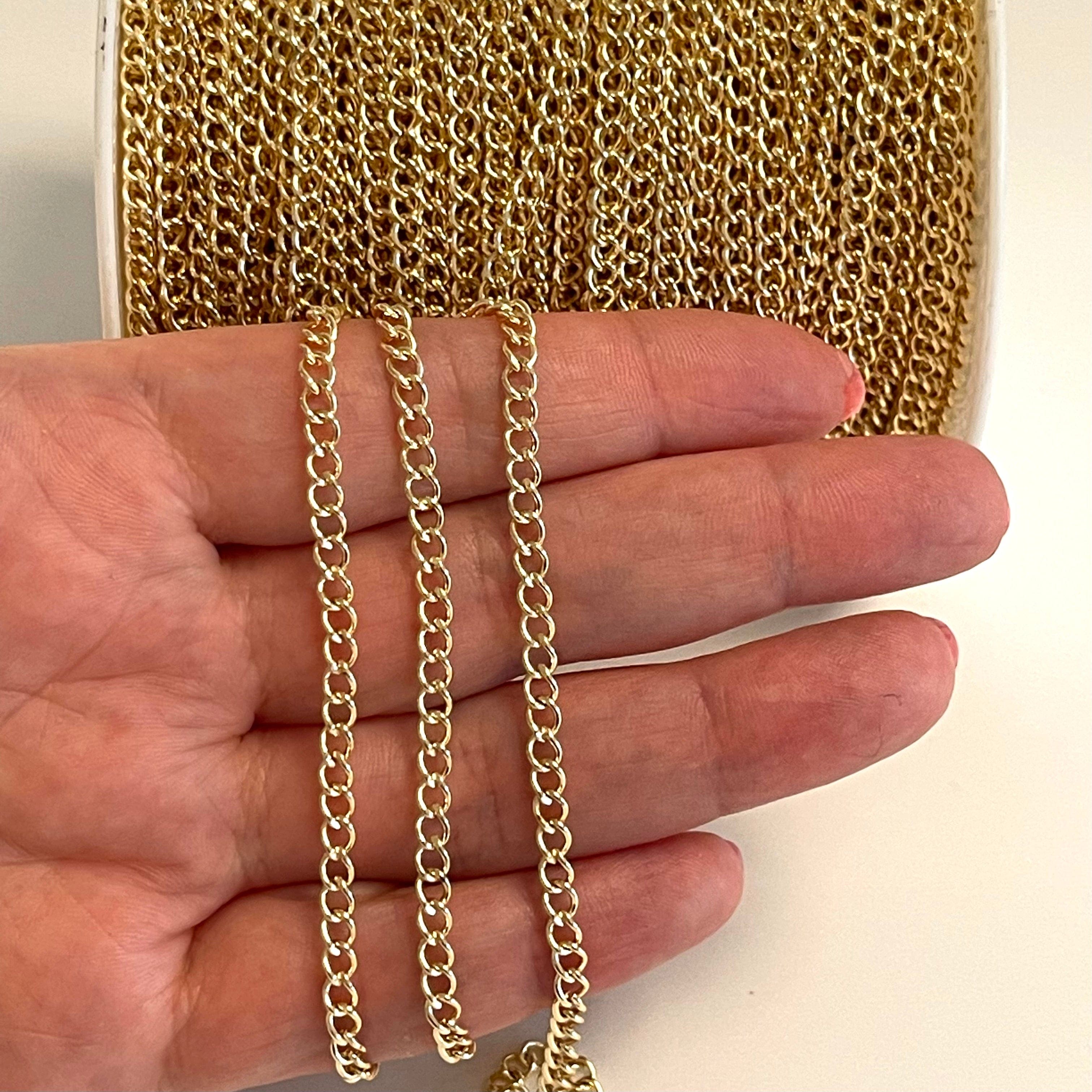 16.5 Foot Bulk24Kt Gold Plated 5x3.5mm Gourmet Chain, Gold Plated Open ...
