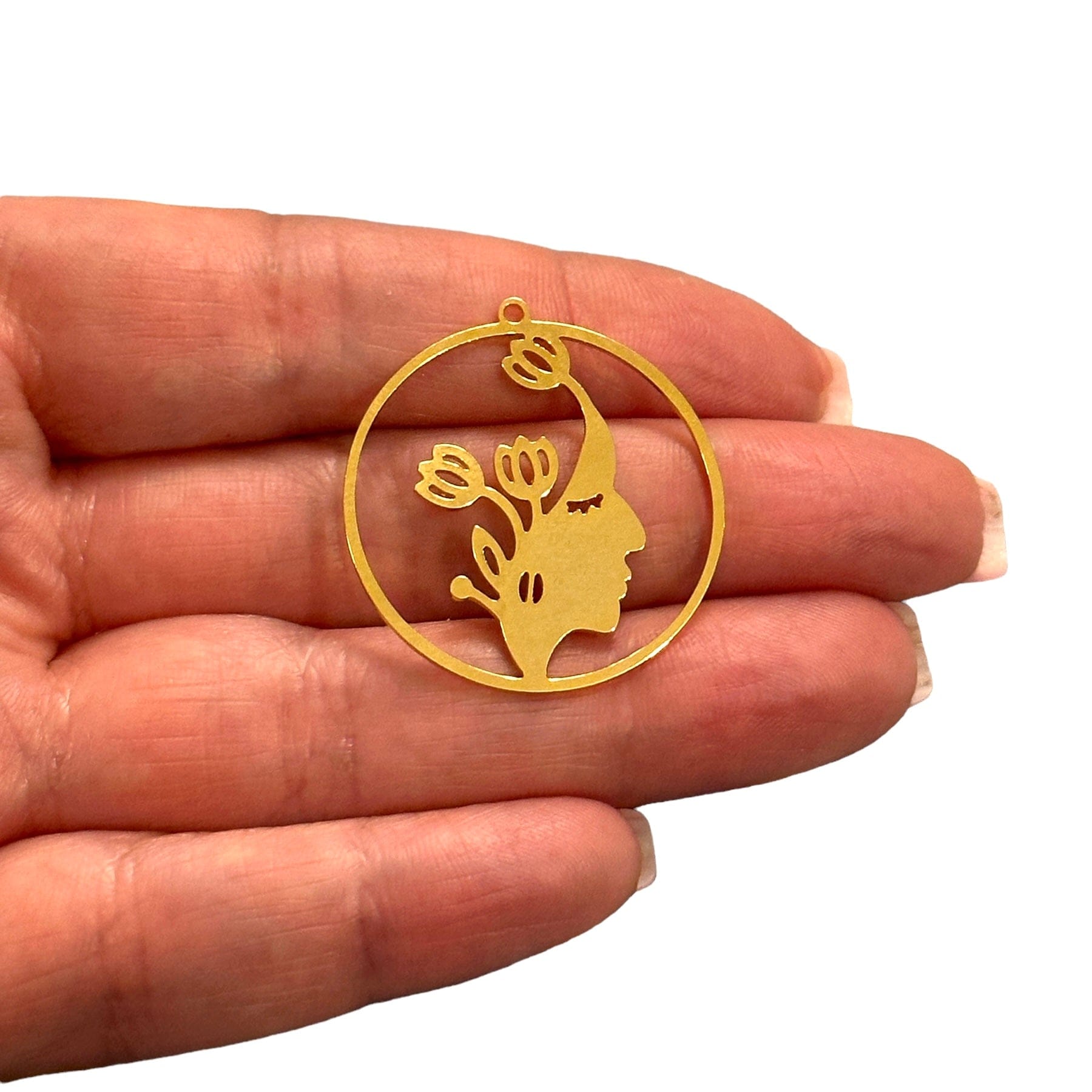 24Kt Gold Plated Face Abstract Charm,Laser Cut Face Abstract Charm ...