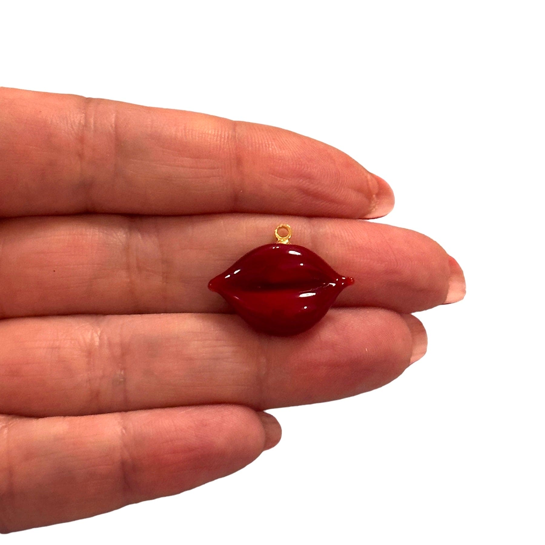 Hand Made Murano Glass Lip Charm with 24Kt Gold Plated Pin – Peppy Beads