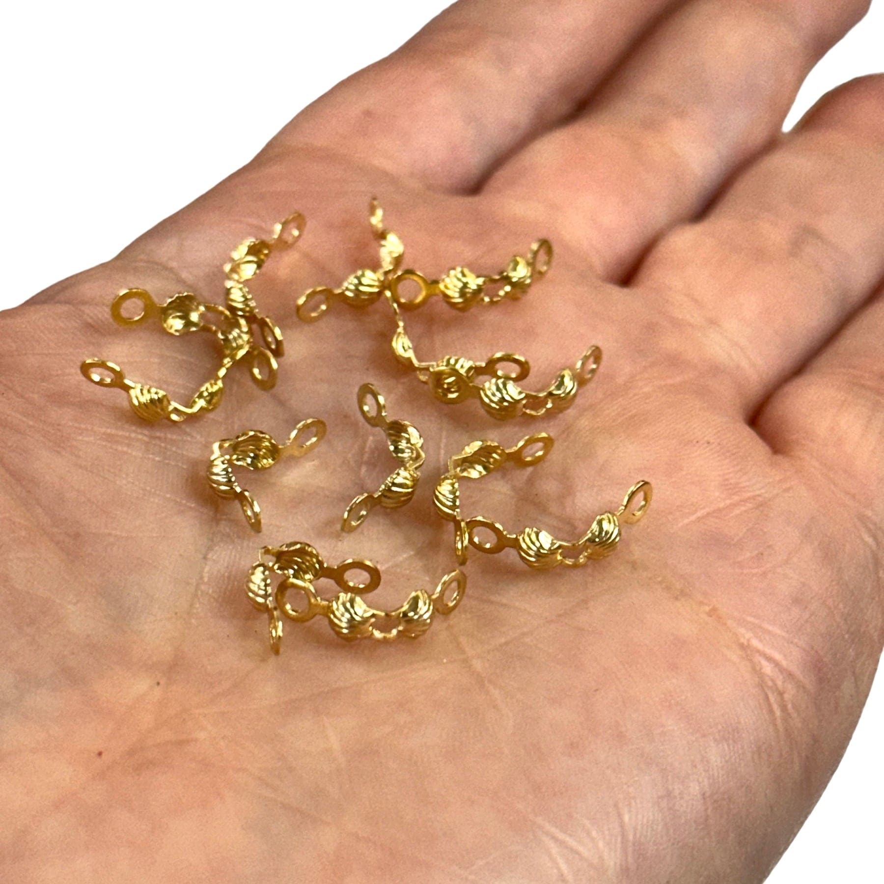 24k Gold Plated Bead Tip Clamshells,Double Loop Fold Over Crimp Bead ...