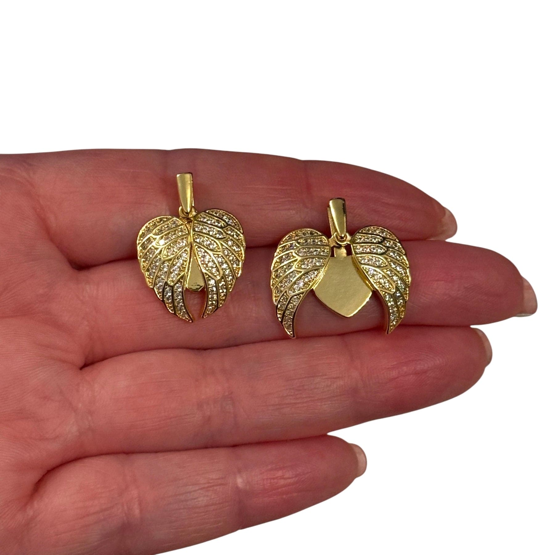 Swinging Angel Wings Heart Waterproof 24Kt Gold Plated Stainless Steel ...