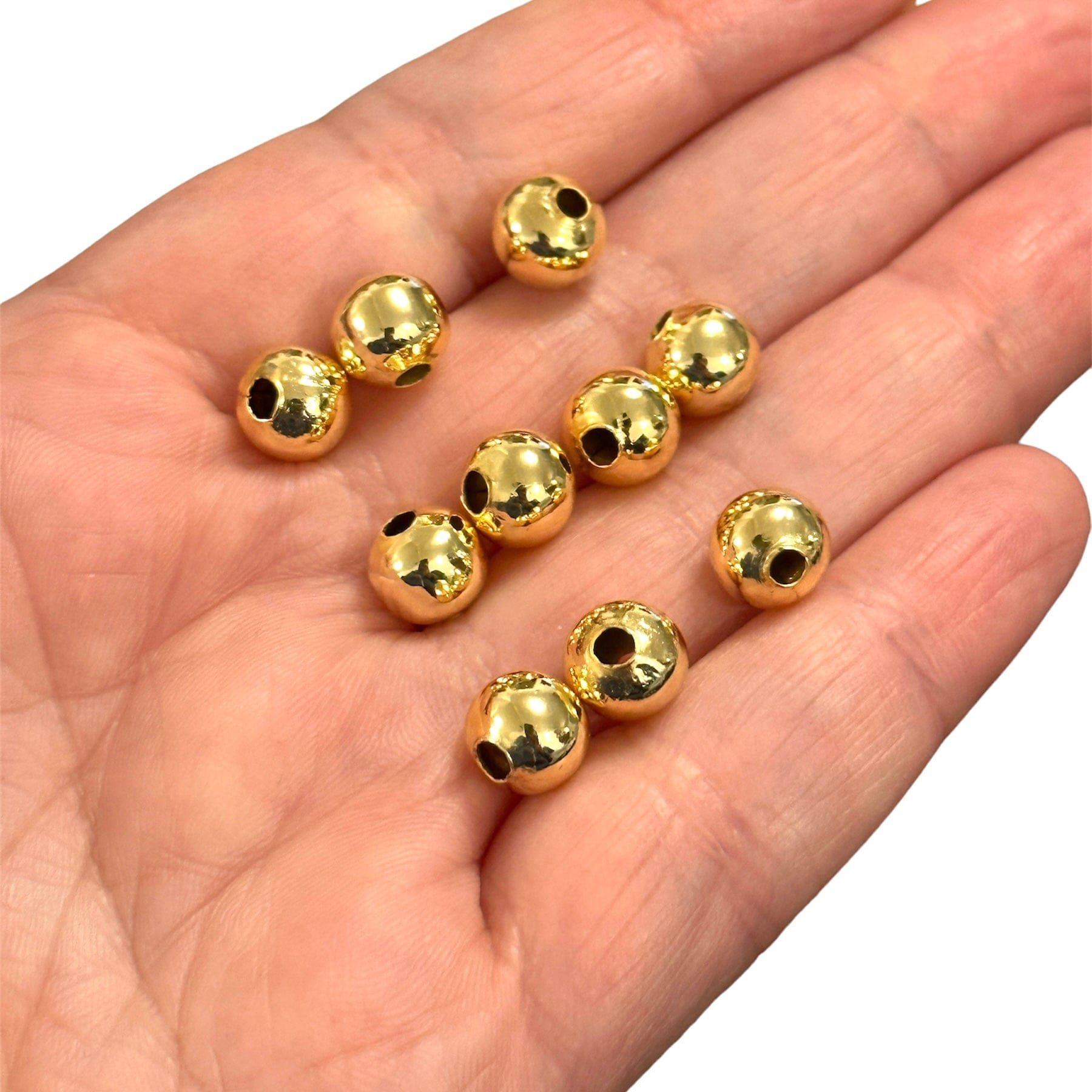 24Kt Shiny Gold Plated 8mm Spacer Balls, 10 pieces in a pack, – Peppy Beads