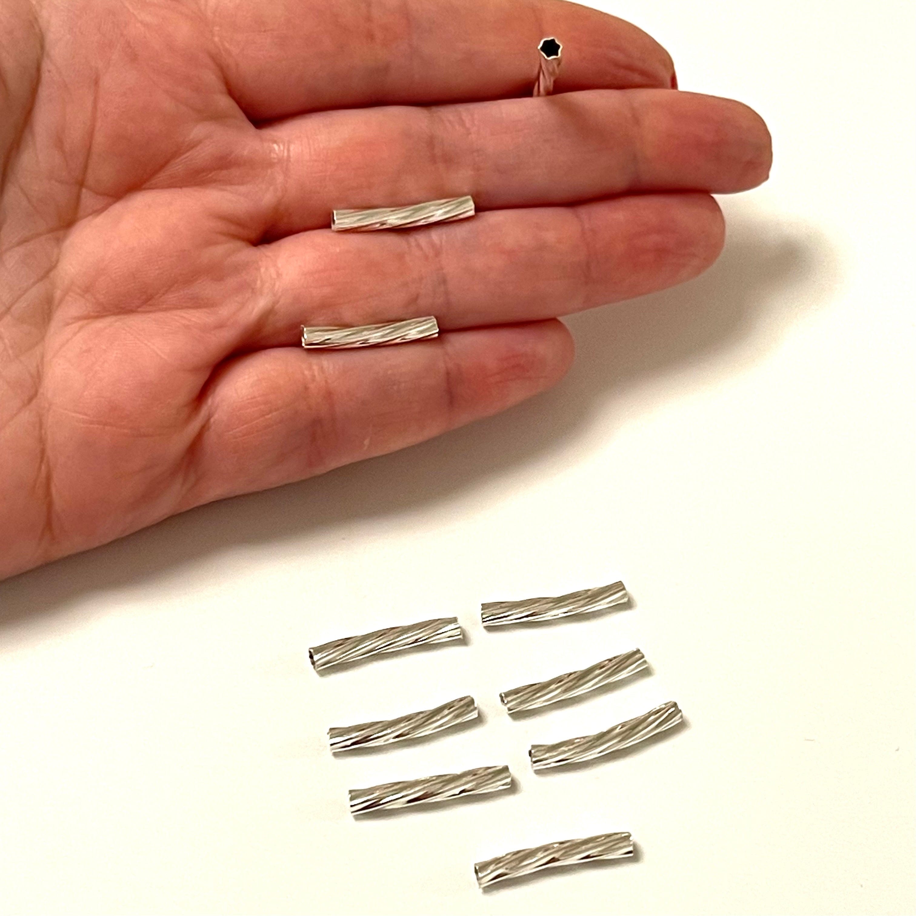 Silver Plated Twisted Spacer Tubes, Twisted Round Tube Bars , Silver T ...