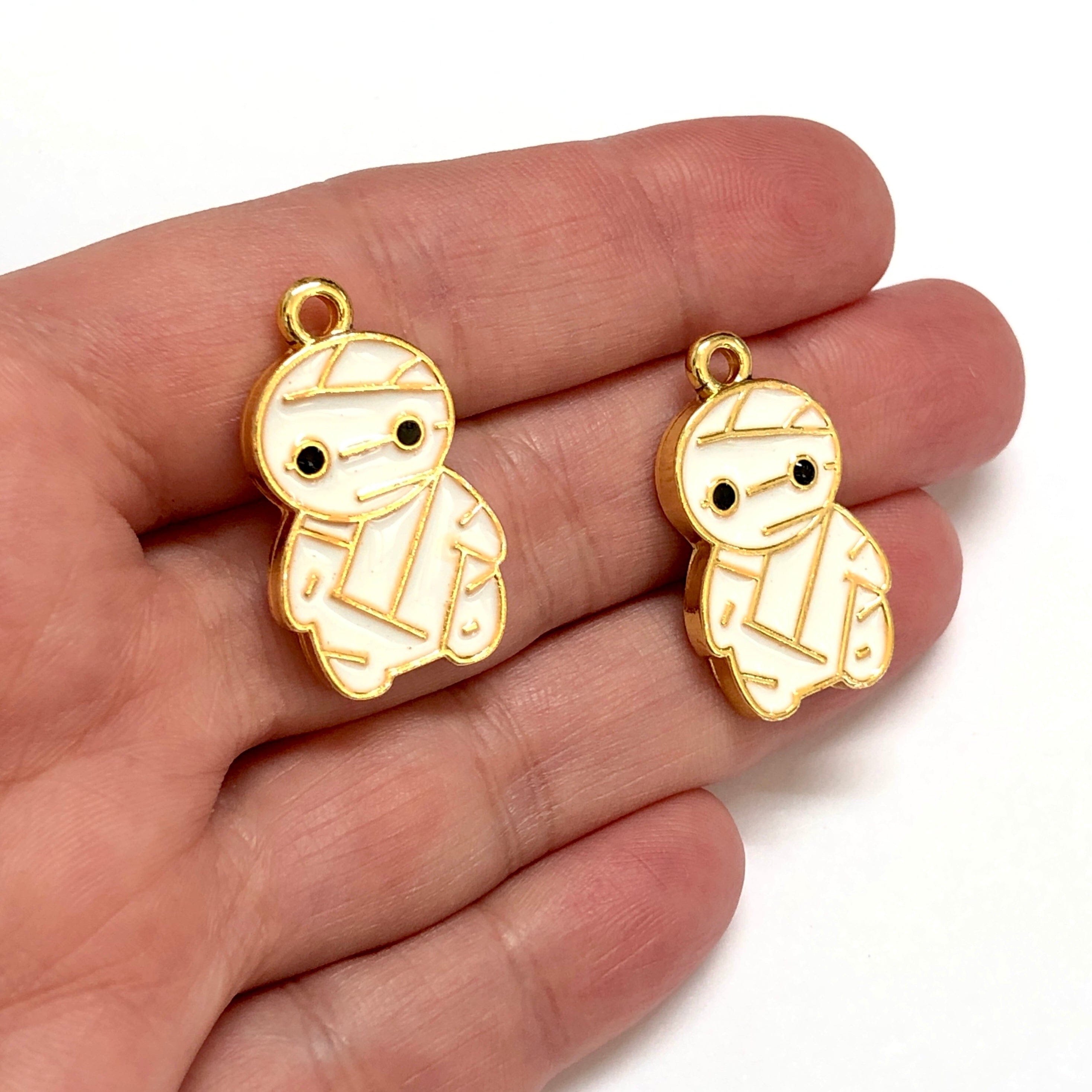 Halloween Mummy Charm, 24Kt Gold Plated Halloween Mummy Enamelled Char ...