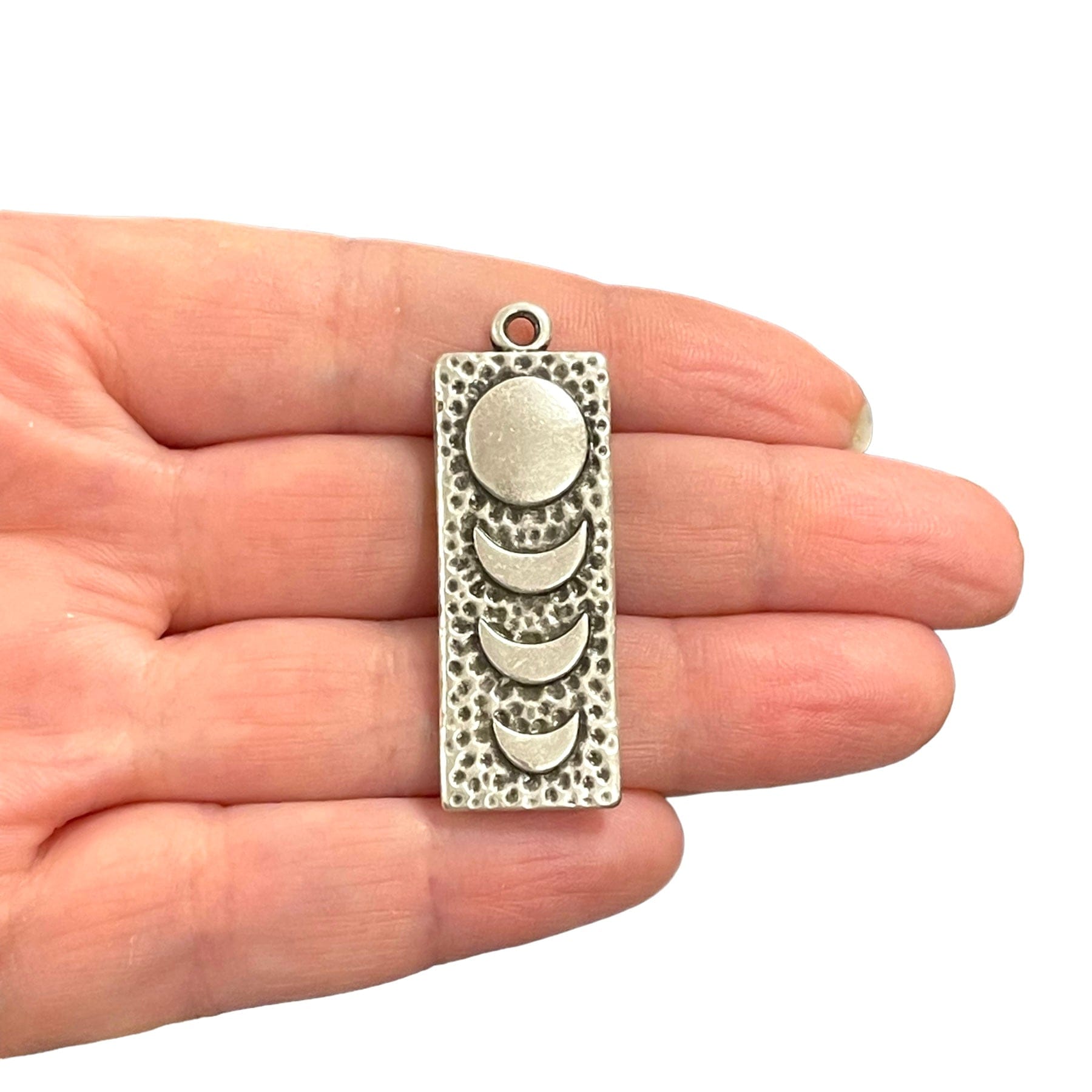 Antique Silver Plated Phases of Moon Charm – Peppy Beads