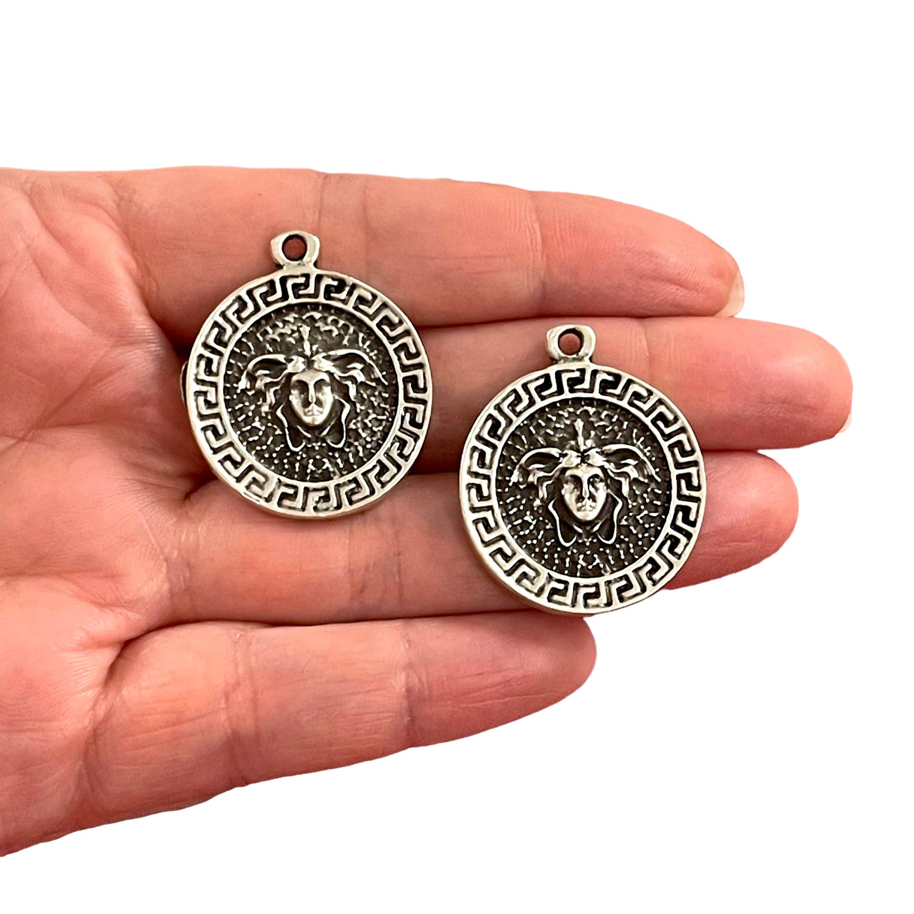 Antique Silver Plated Medusa Charms, Ancient Greek Mythology Medusa He ...