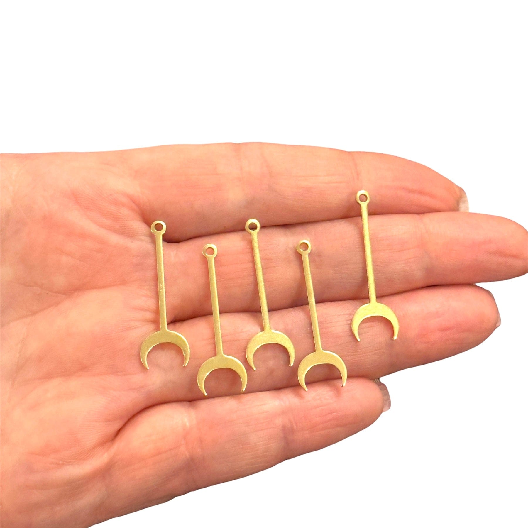 Raw Brass Crescent Stick Charms,5 pcs in a pack Peppy Beads