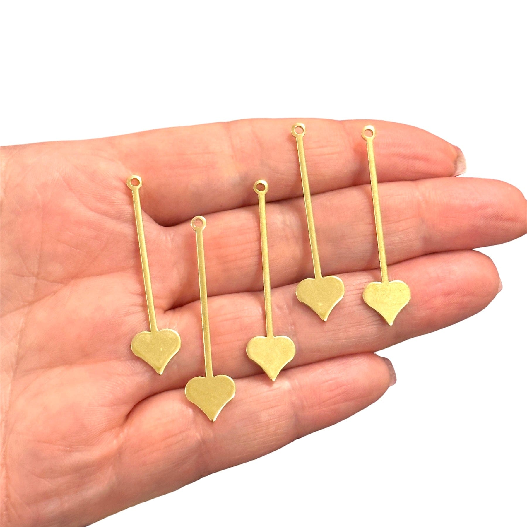 Raw Brass Heart Stick Charms,5 pcs in a pack – Peppy Beads