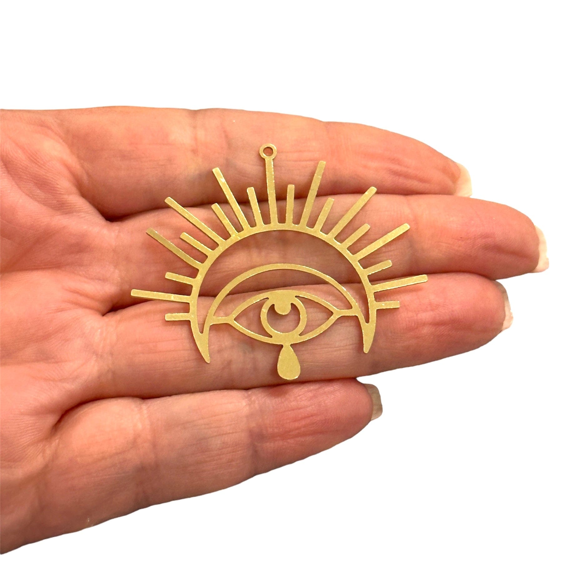 Raw Brass Sun,Crescent Eye and Teardrop Charm, Laser Cut Sun,Crescent ...
