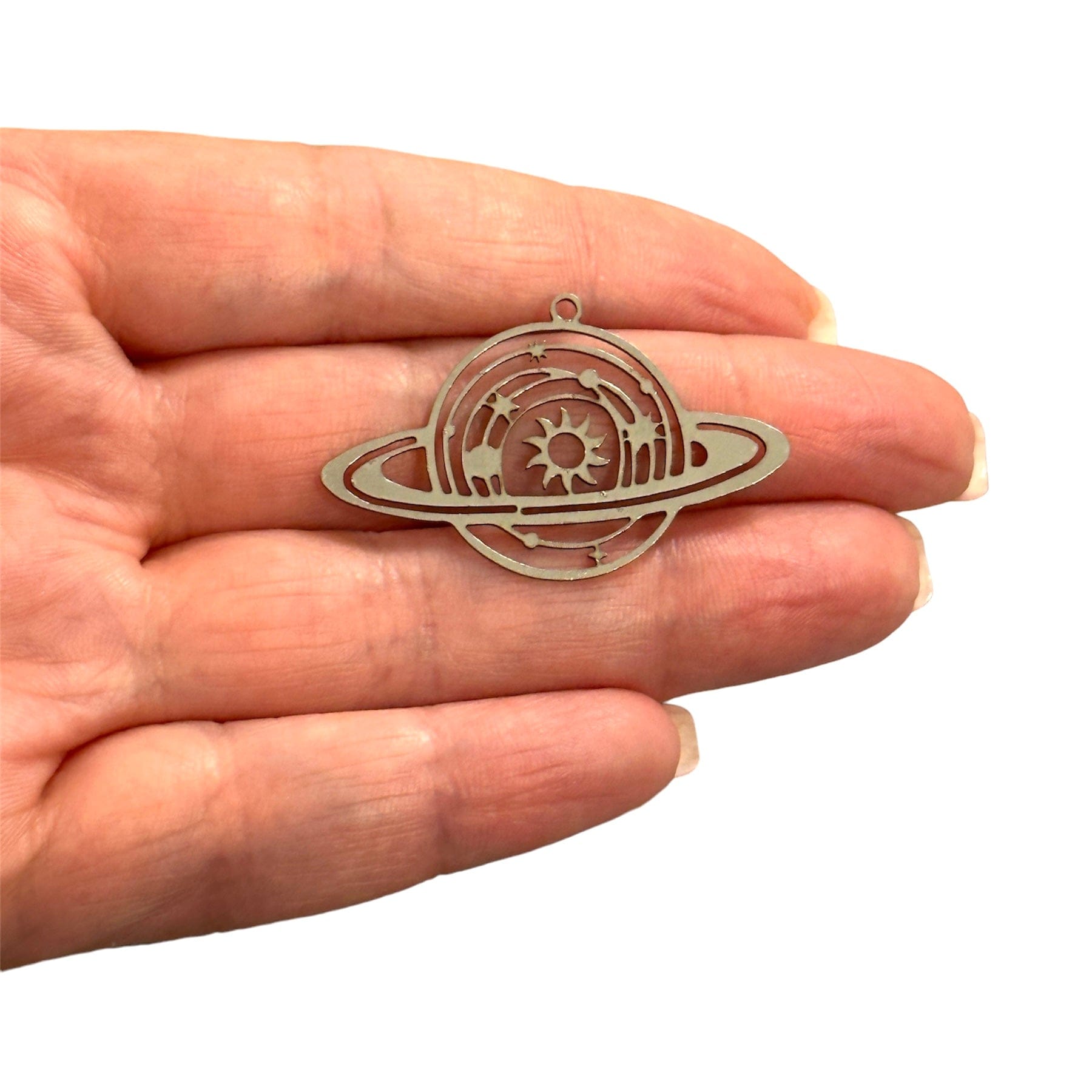 Stainless Steel Saturn Charm, Laser Cut Saturn Charm – Peppy Beads